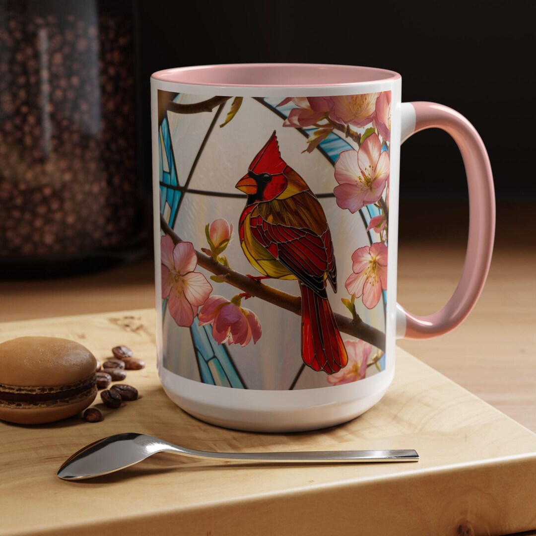 Stained Glass Coffee Mug, Cardinal Design, Decorative Tea Cup, Unique ...