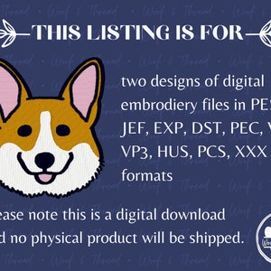 Corgi Machine Embroidery File Design 4 X 4 Inch Hoop Corgi Embroidery ...