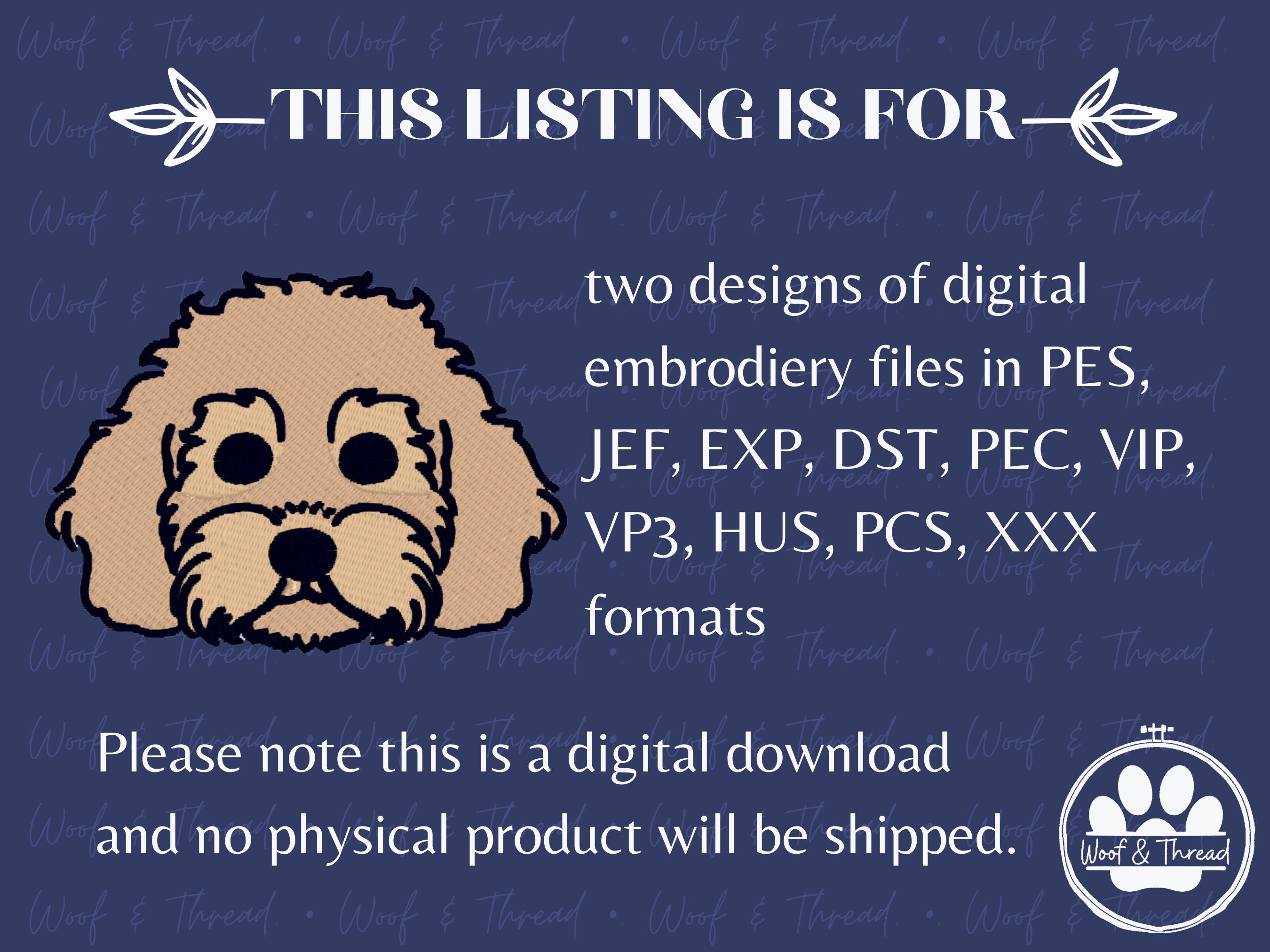 Cockapoo Machine Embroidery File Design 4 X 4 Inch Hoop Cockapoo ...