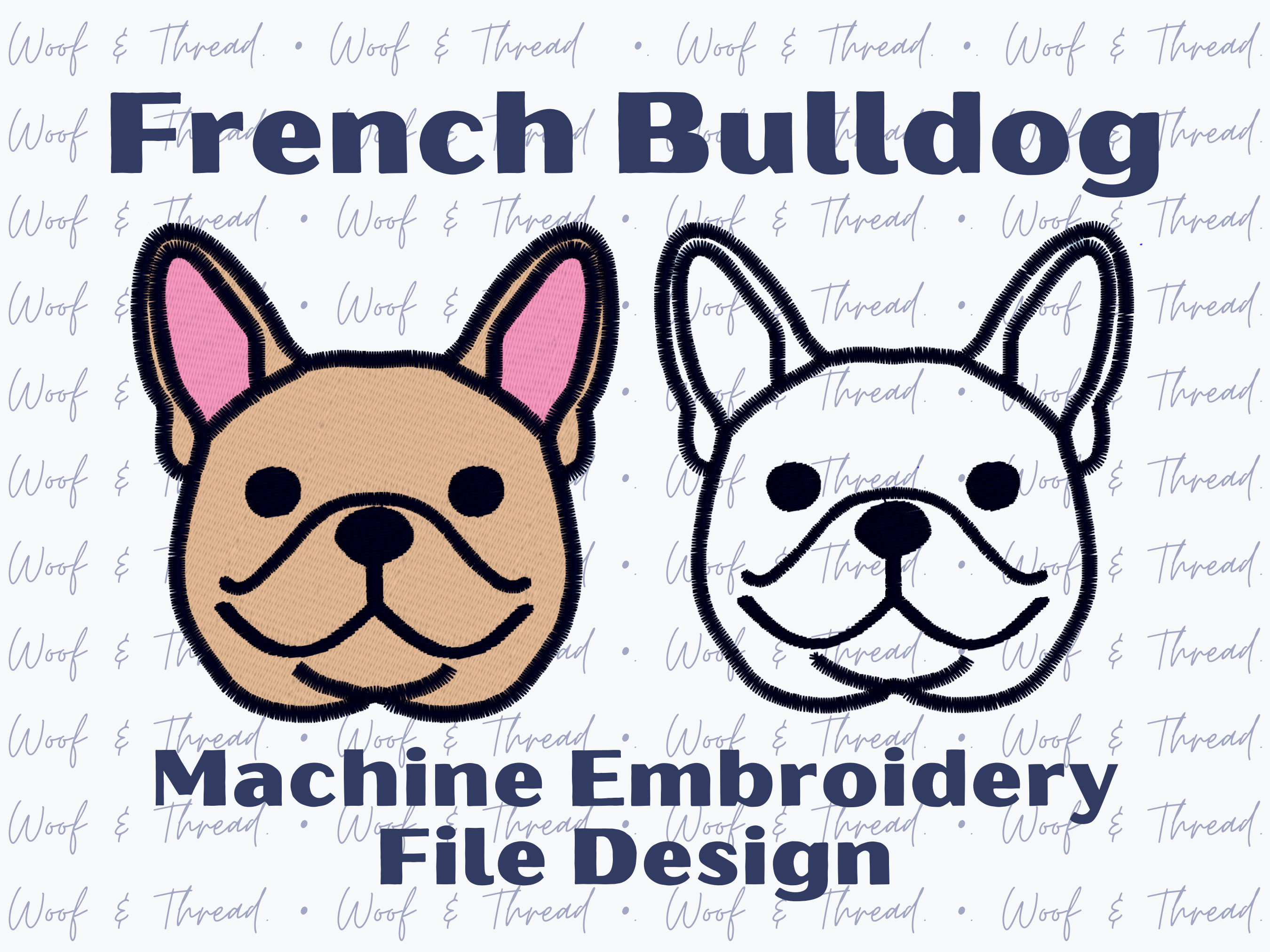 French Bulldog Machine Embroidery File Design 4 X 4 Inch Hoop Frenchie ...