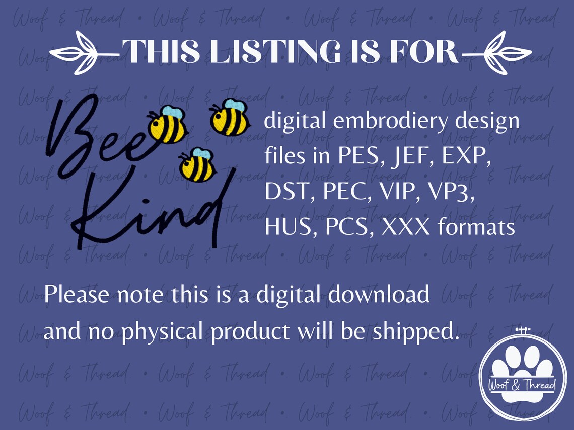 Bee Kind Embroidery File Design 4 X 4 Inch Hoop, Embroidery Design ...