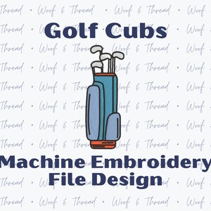 Golf Clubs Embroidery File Design 4 X 4 Inch Hoop Golf Embroidery ...