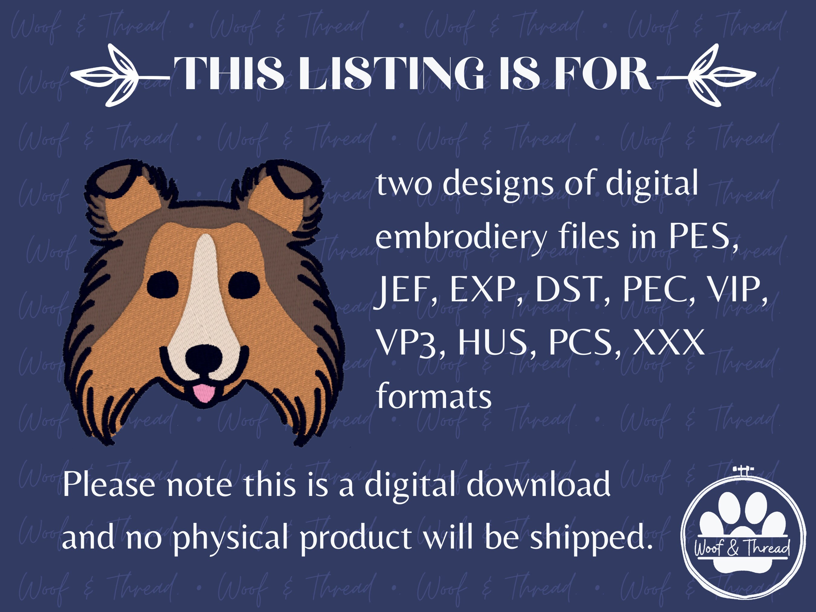 Shetland Sheepdog Machine Embroidery File Design 4 X 4 Inch - Etsy