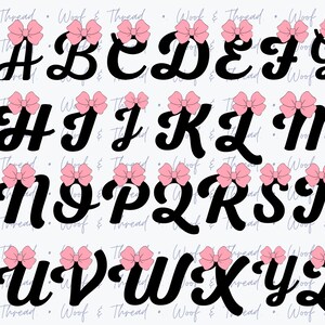 Bow Monogram Embroidery Font Letters Girly Machine Embroidery, Monogram ...