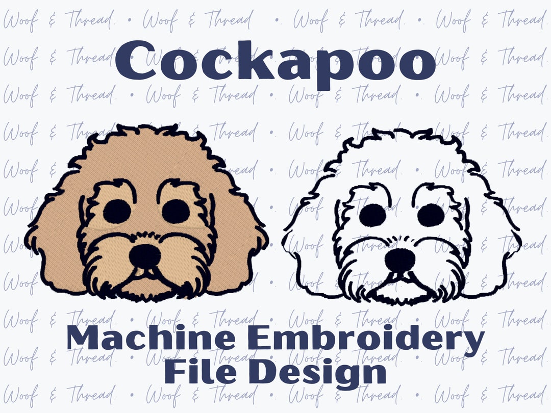 Cockapoo Machine Embroidery File Design 4 X 4 Inch Hoop Cockapoo ...