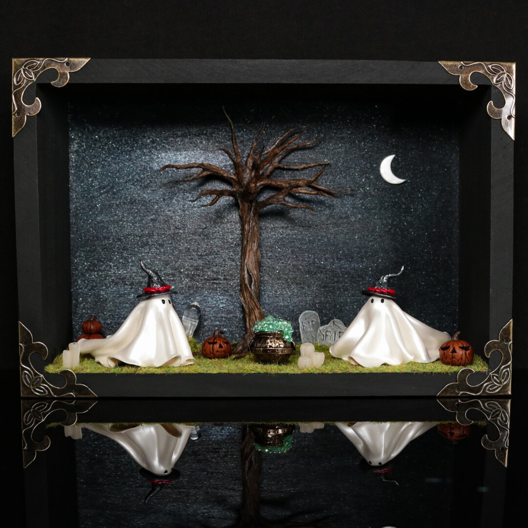 Witch Ghost Story Shadow Box Cemetery Diorama - Etsy