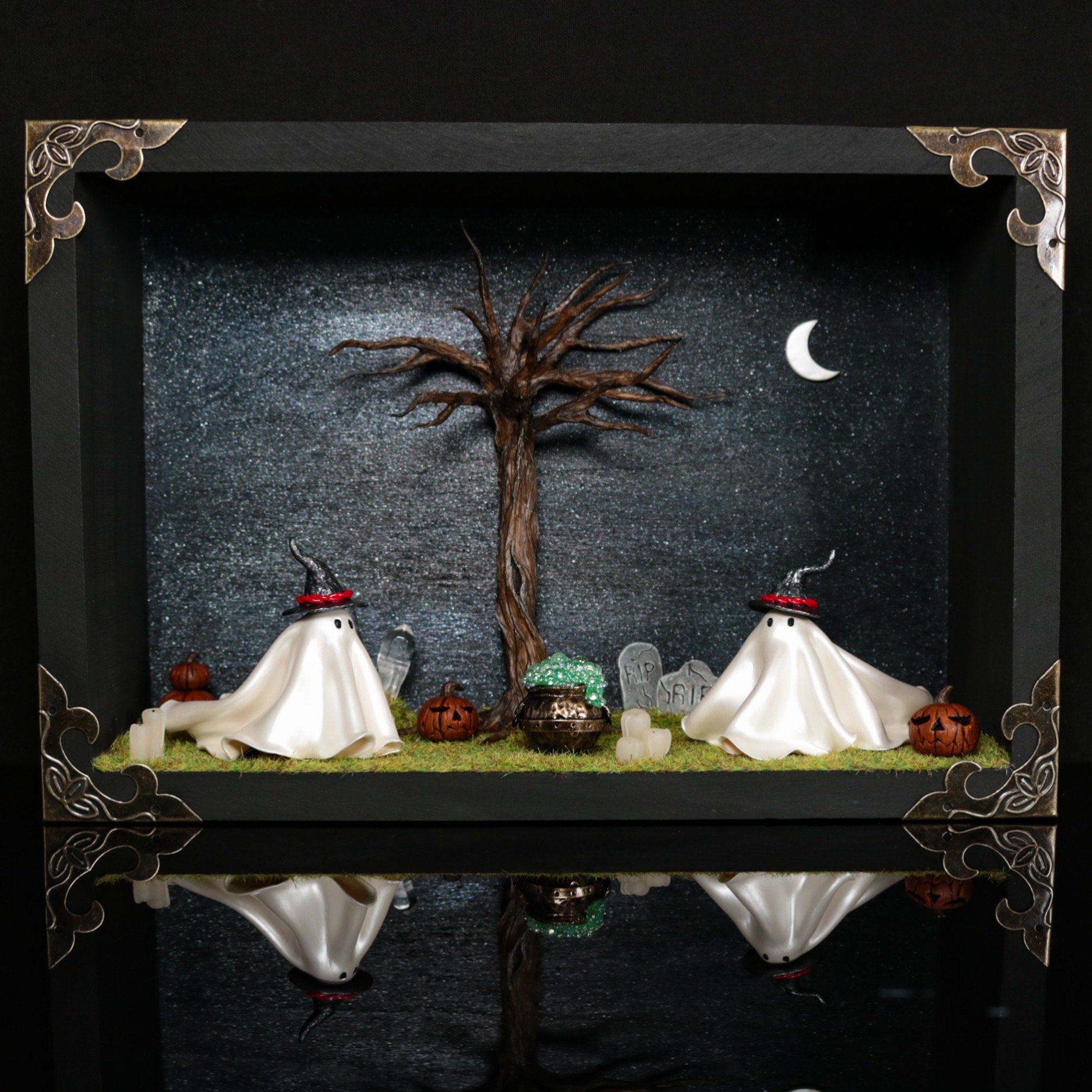 Witch Ghost Story Shadow Box Cemetery Diorama - Etsy