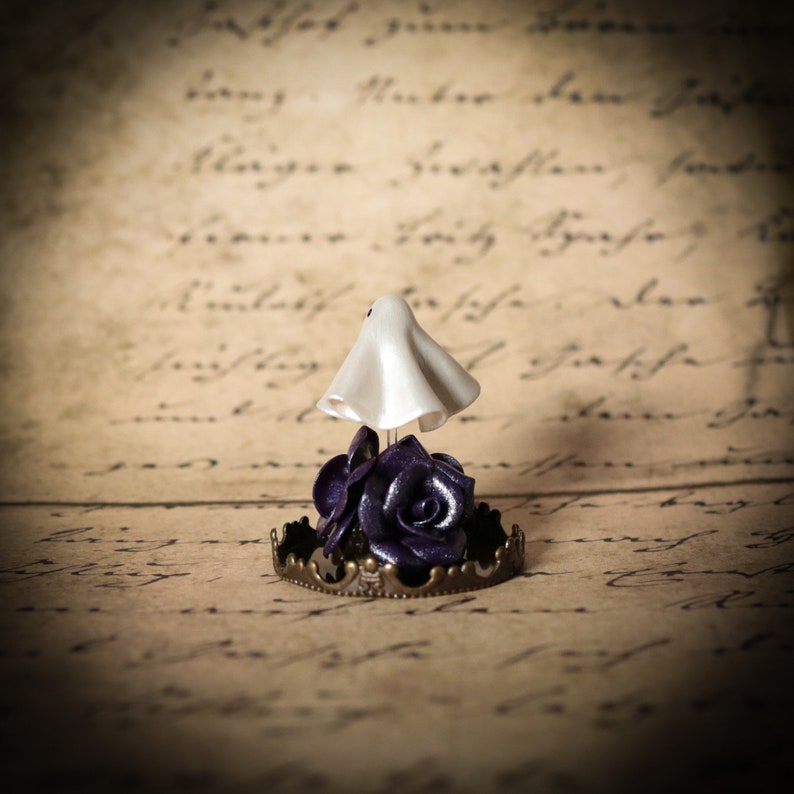 Miniature 1.5” Rose Floating Ghost Figurine Cloche / Glass Dome Bell ...