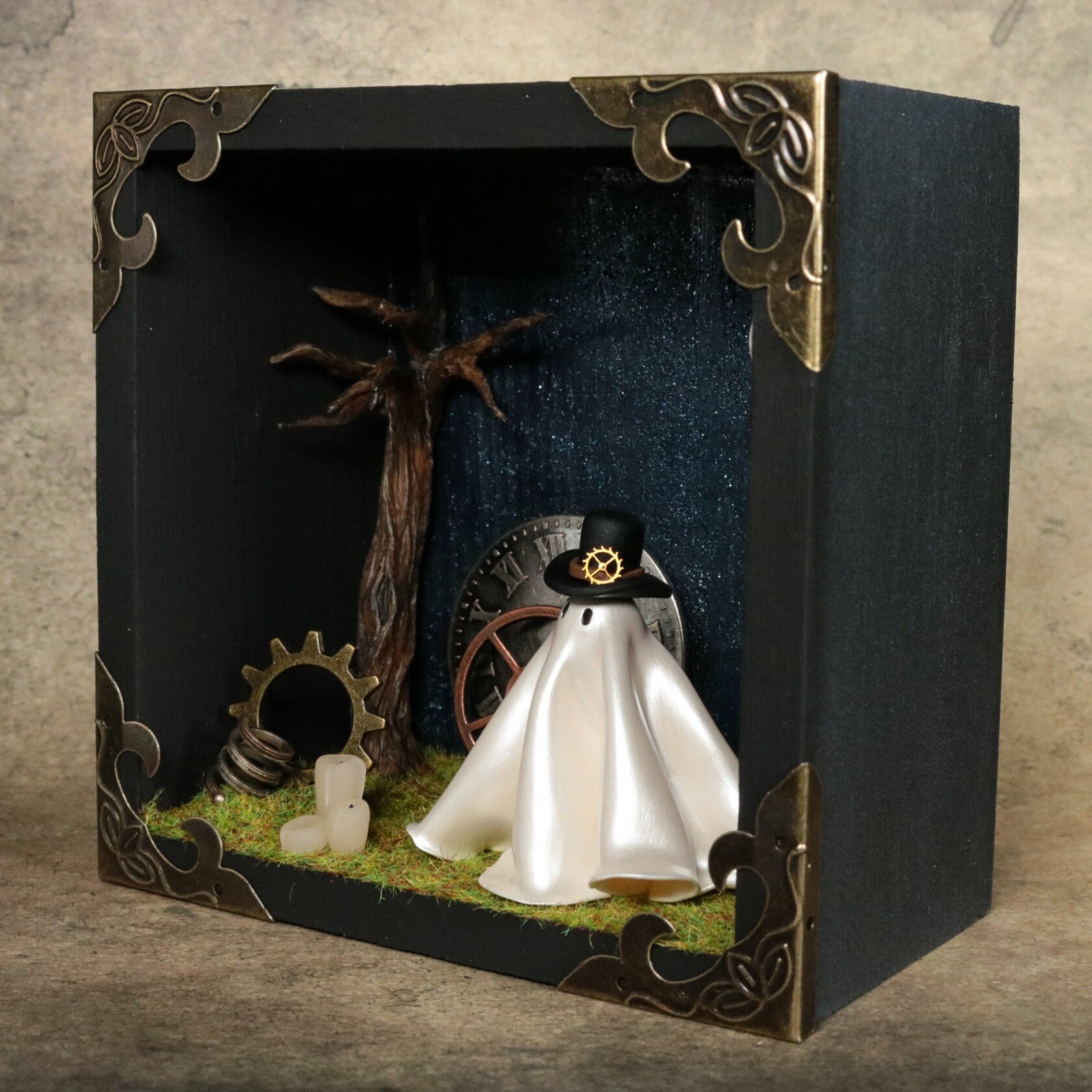 Steampunk Dapper Ghost Story Box / Shadow Box Spooky Diorama - Etsy