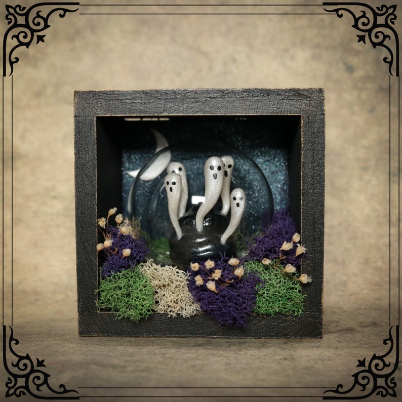 Miniature 2.5” Spooky Ghost Crystal Ball Shadow Box Diorama - Etsy