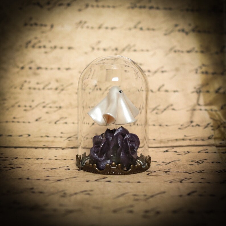 Miniature 1.5” Rose Floating Ghost Figurine Cloche / Glass Dome Bell ...