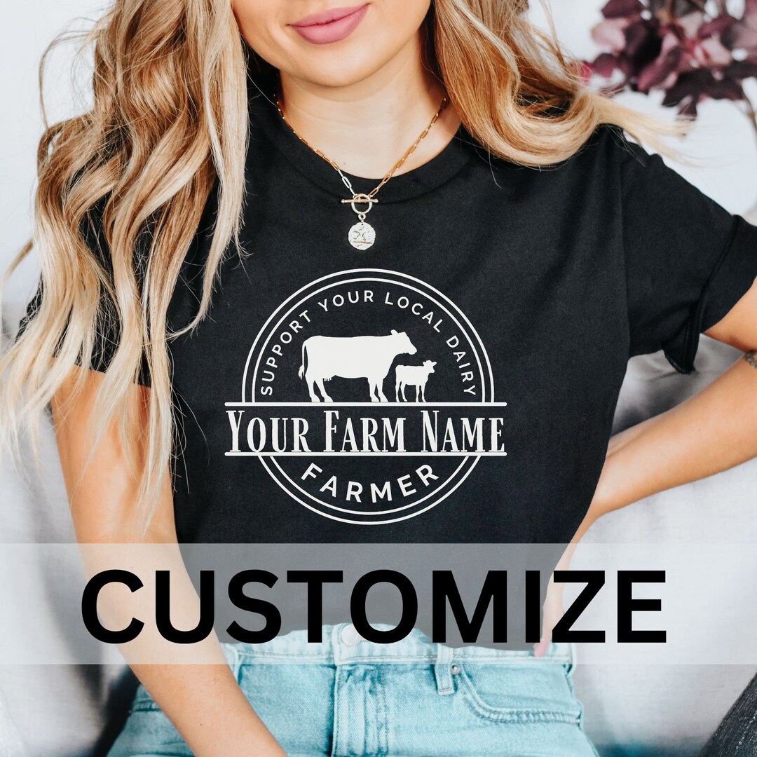Custom Farm Name Shirt, Personalized Farm Shirt, Custom Dairy Farm ...