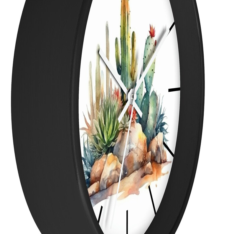 10" Watercolor Cactus Wall Clock , Cactus Wall Clock , Botanical Wall ...