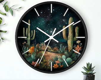 10 Watercolor Cactus Wall Clock , Cactus Wall Clock , Botanical Wall ...