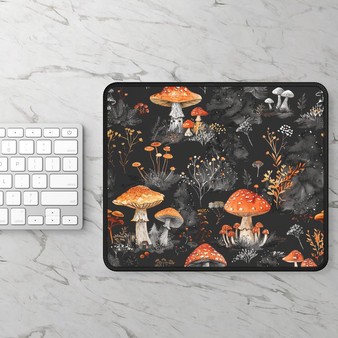 Botanical Gaming Mouse Pad, Fungi Mouse Pad, Cottagecore Mushroom ...