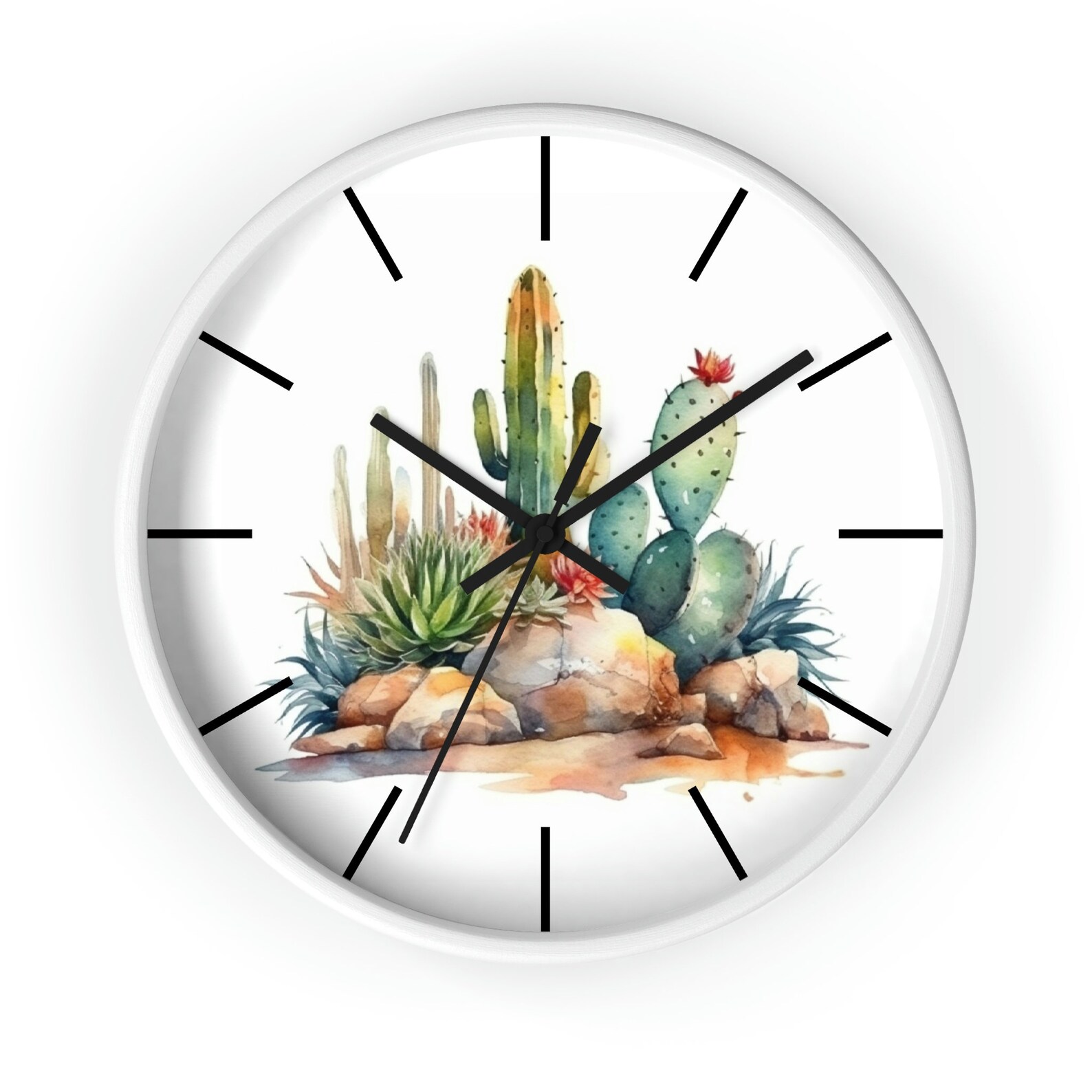 10" Watercolor Cactus Wall Clock , Cactus Wall Clock , Botanical Wall ...