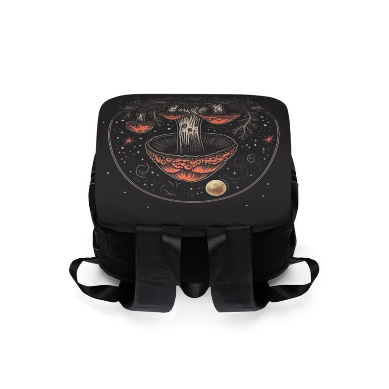 Mushroom Unisex Backpack, Black Mushroom Backpack , Custom Backpack, Fairycore, Shroom, Moon ...