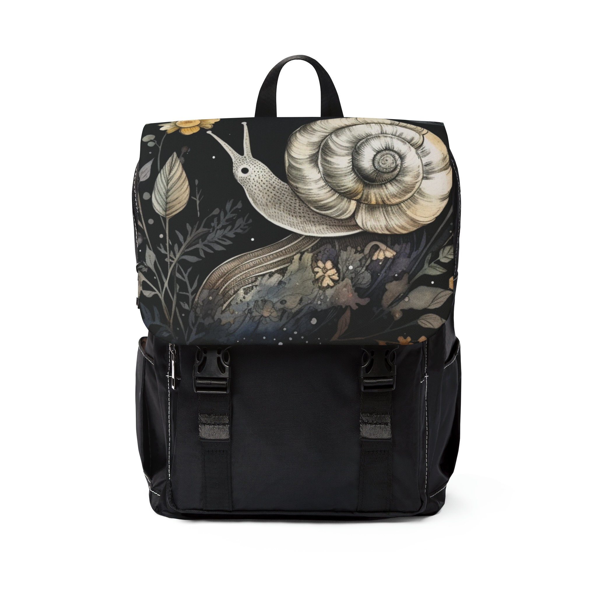 Snail Unisex Backpack, Black Snail Backpack, Custom Backpack, Fairycore ...