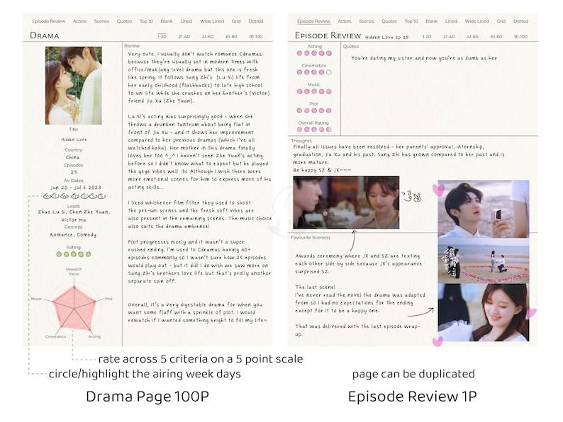 Digital Kdrama Cdrama Jdrama Journal, Tv Series Tracker, Tv Show ...