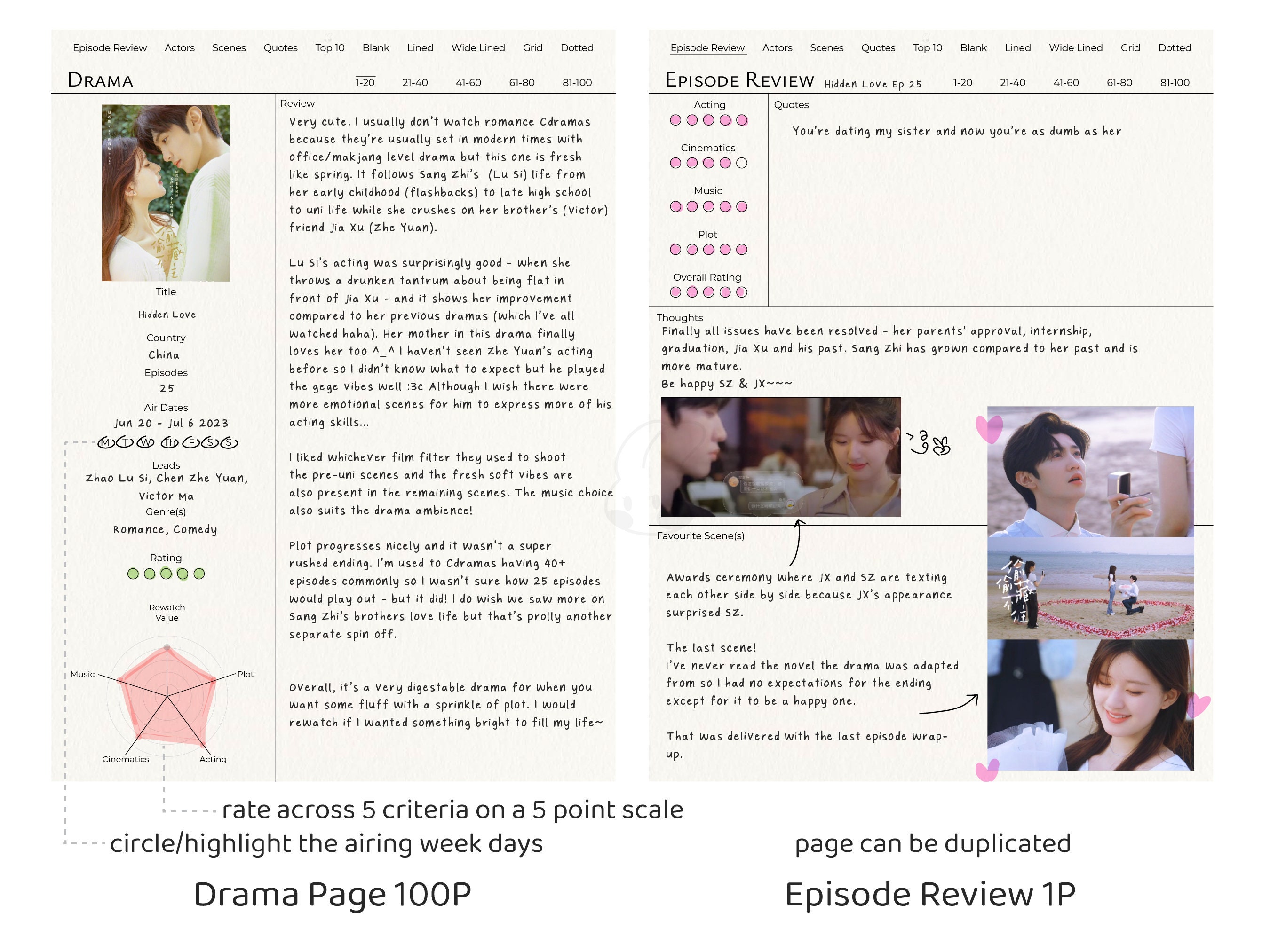 Digital Kdrama Cdrama Jdrama Journal, Tv Series Tracker, Tv Show ...