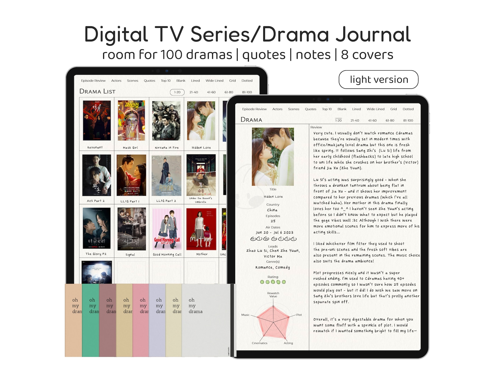 Digital Kdrama Cdrama Jdrama Journal, Tv Series Tracker, Tv Show ...