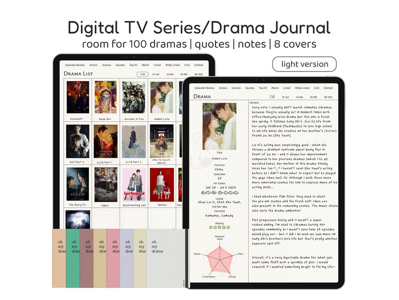 Digital Kdrama Cdrama Jdrama Journal, Tv Series Tracker, Tv Show ...