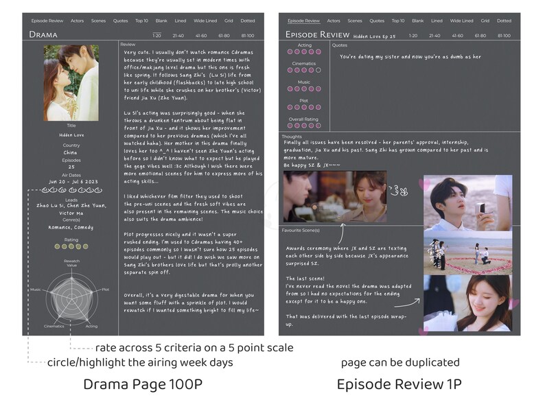 Digital Kdrama Cdrama Jdrama Journal, Tv Series Tracker, Tv Show ...