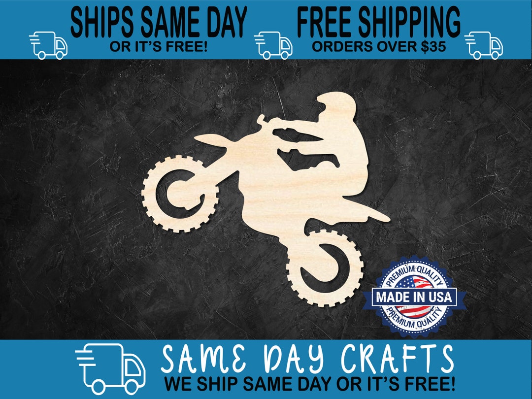 Dirtbike Wheelie, Motorcycle Unfinished Wooden Shape | Vehicles | DIY ...