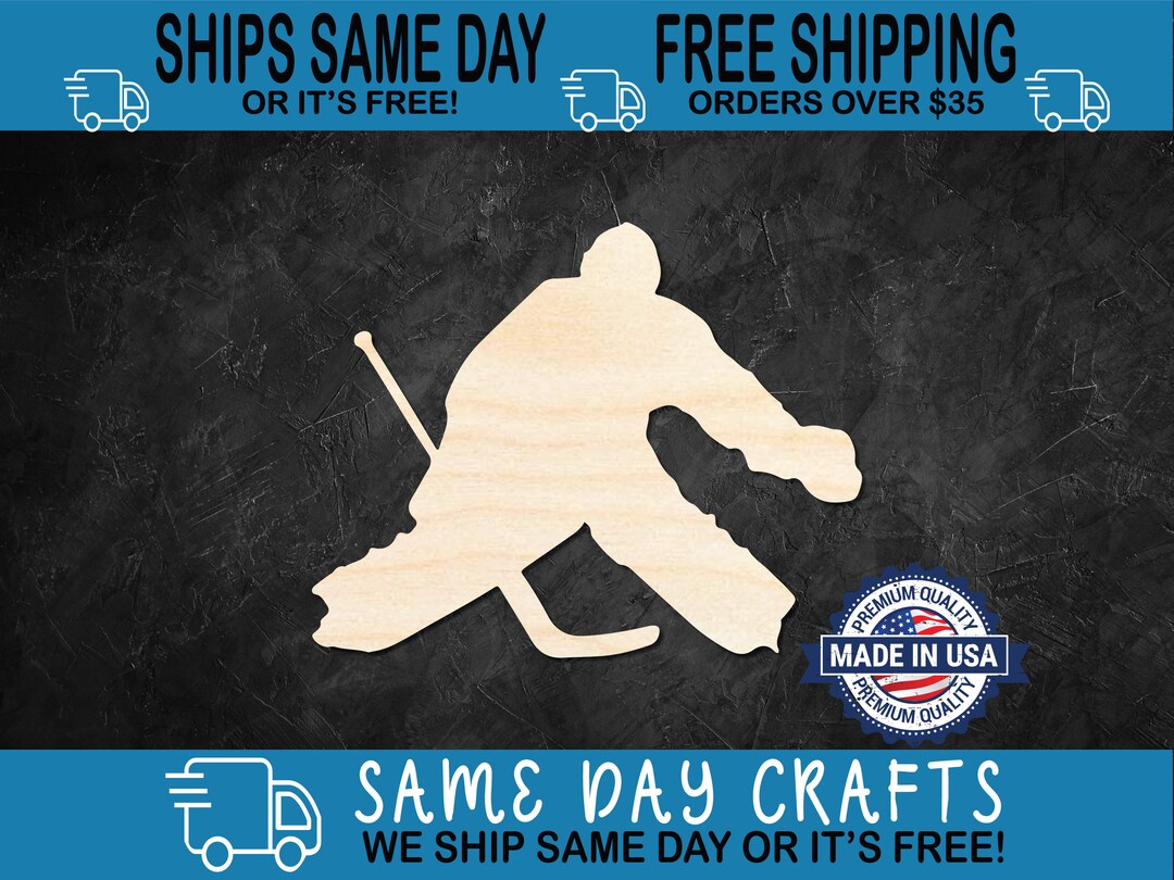 Hockey Goalie Unfinished Wooden Shape Sports DIY Wood Craft Cutout ...