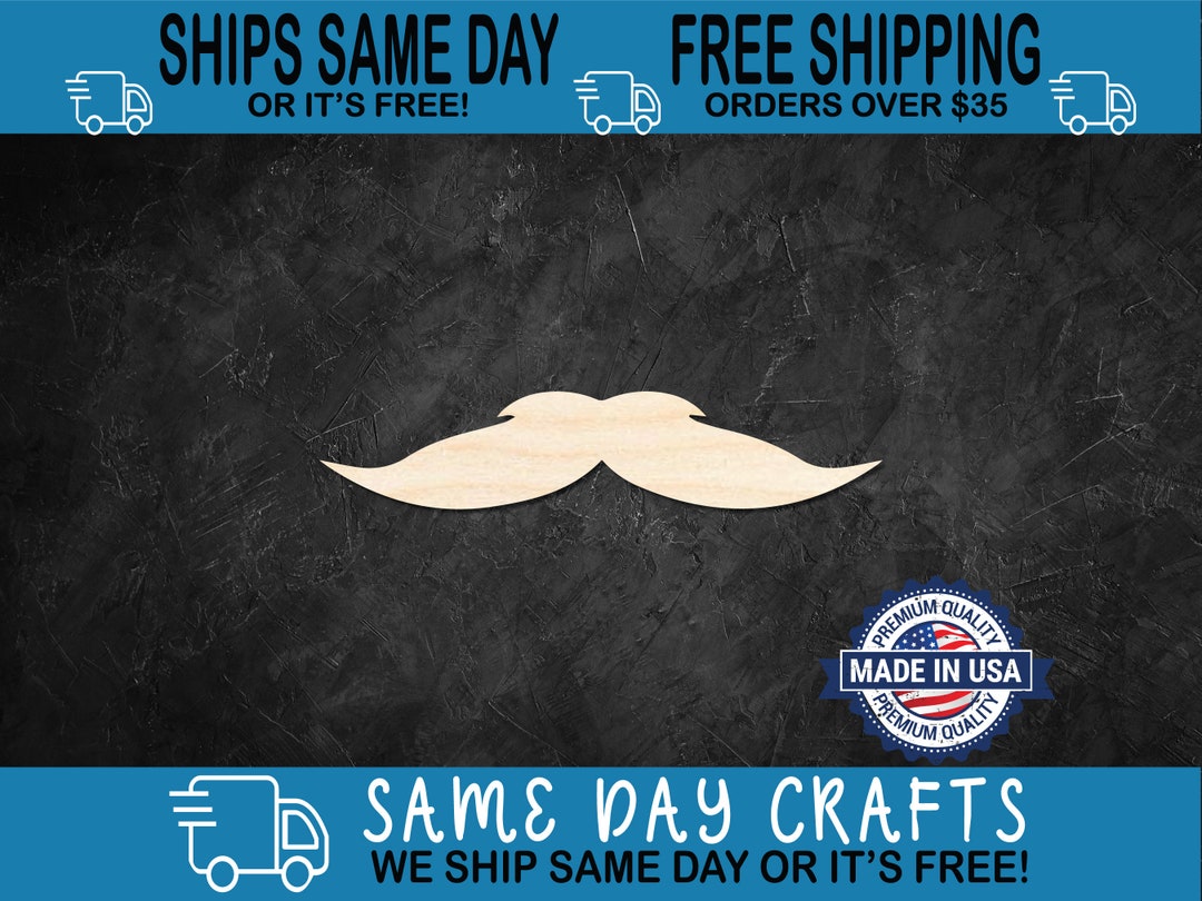 Mustache Unfinished Wooden Shape Home Life DIY Wood Craft Cutout Blank ...
