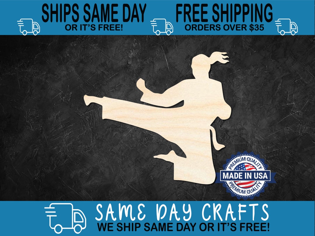 Karate Girl Unfinished Wooden Shape | Sports | DIY Wood Craft Cutout ...