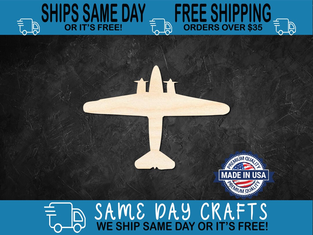 Plane Jet Airplane Unfinished Wooden Shape Vehicles DIY Wood Craft ...