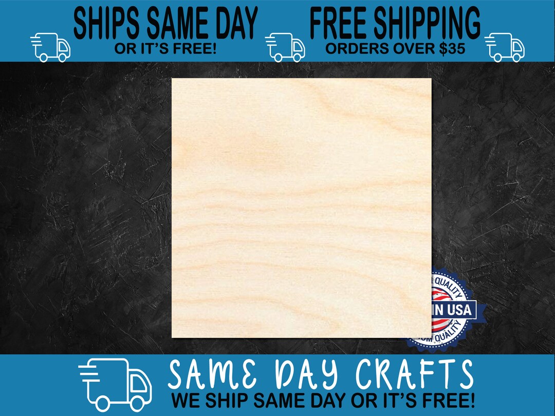 Square Unfinished Wooden Shape | General | DIY Wood Craft Cutout Blank ...