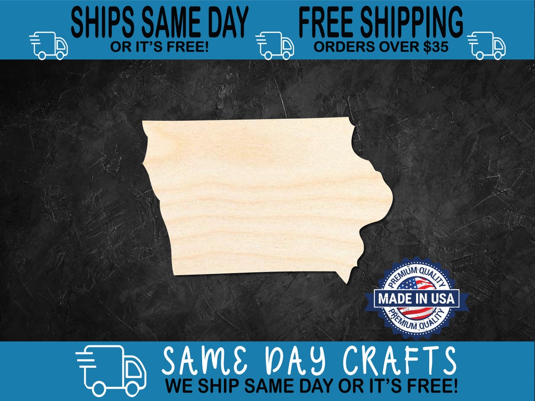 Iowa Wood State Cutout |US States | Wood Craft Cutout Blank - Etsy