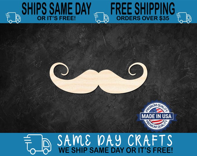 Mustache Unfinished Wooden Shape | Home Life | DIY Wood Craft Cutout ...