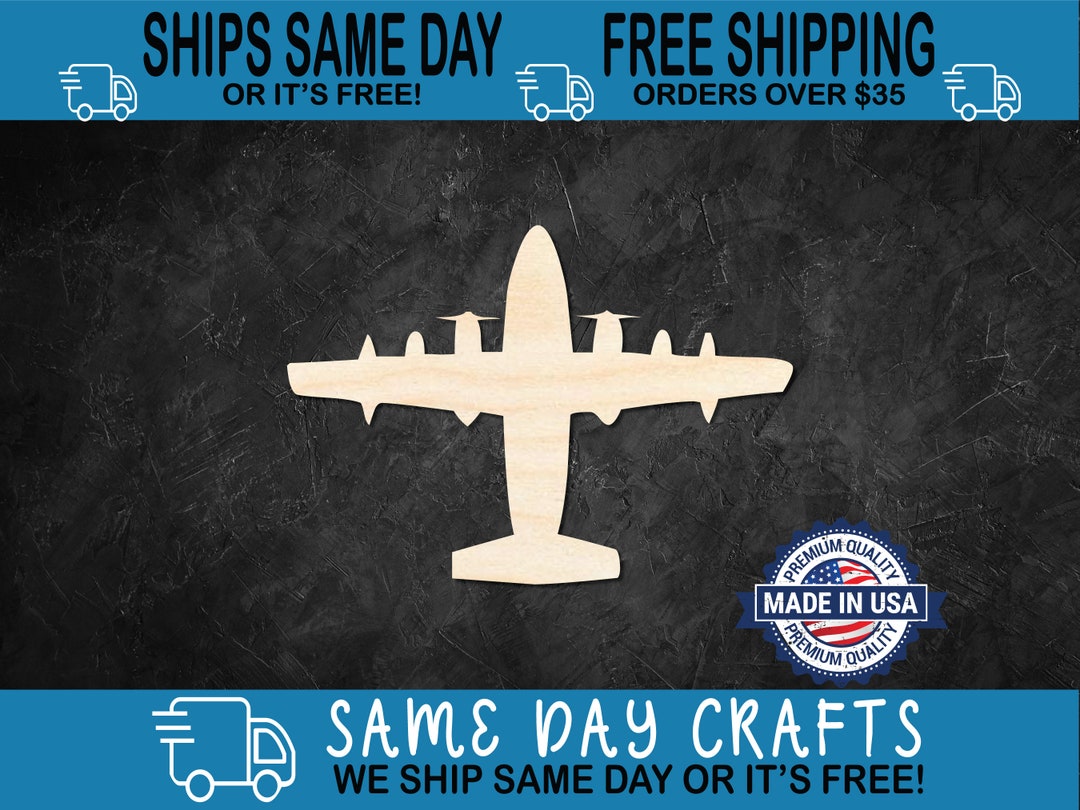 Plane Jet Airplane Unfinished Wooden Shape Vehicles DIY Wood Craft ...