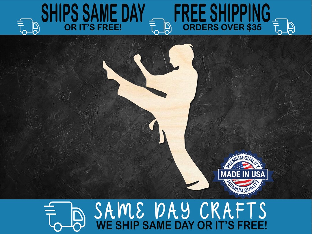 Karate Girl Unfinished Wooden Shape | Sports | DIY Wood Craft Cutout ...