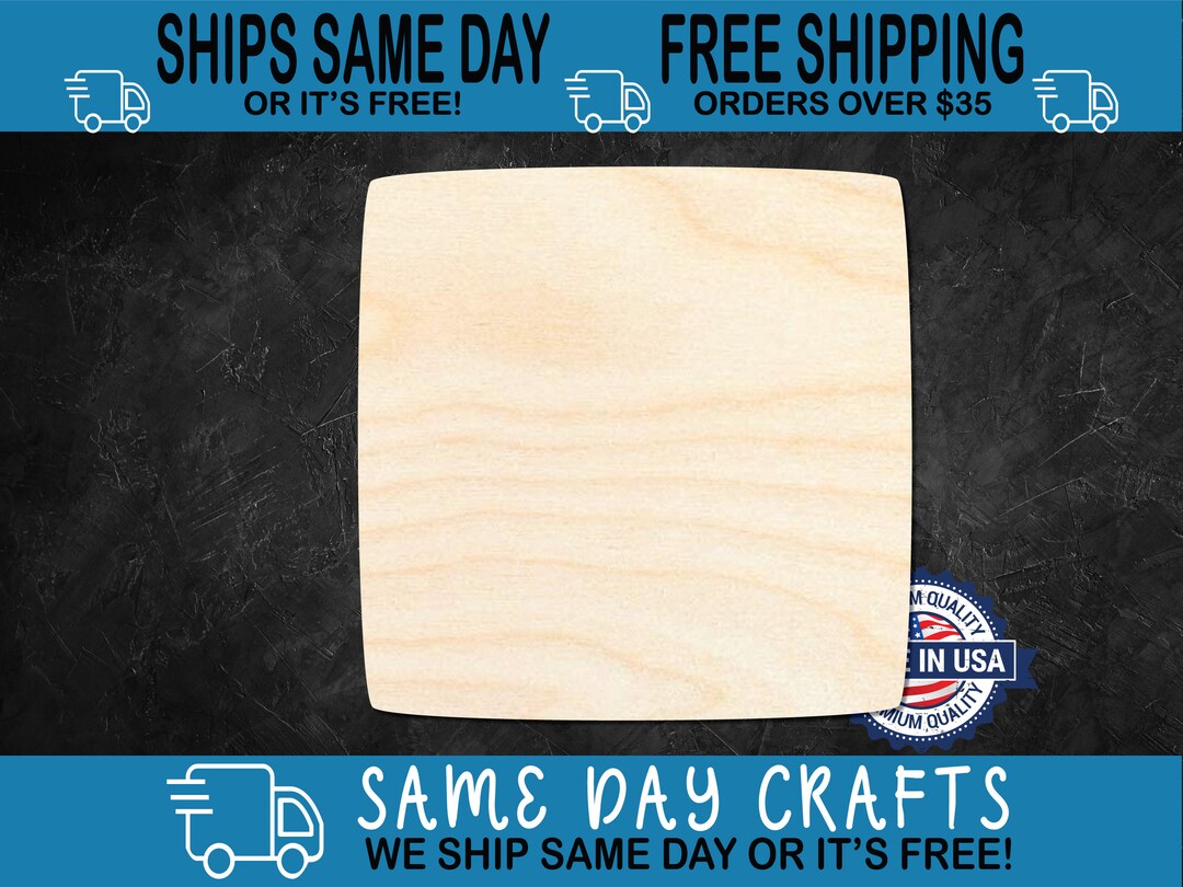 Bulging Square Unfinished Wooden Shape | General | DIY Wood Craft ...