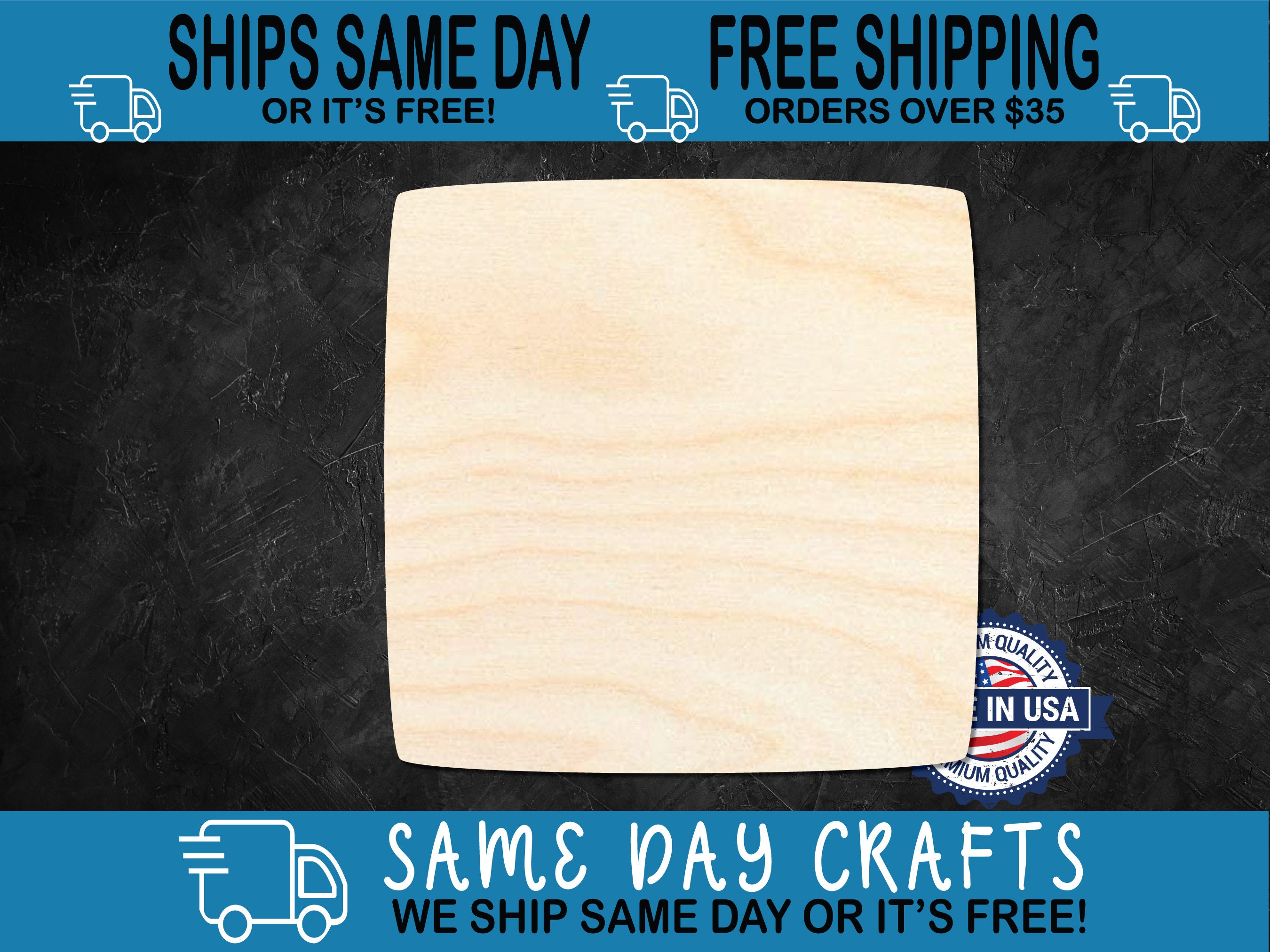Bulging Square Unfinished Wooden Shape General DIY Wood - Etsy