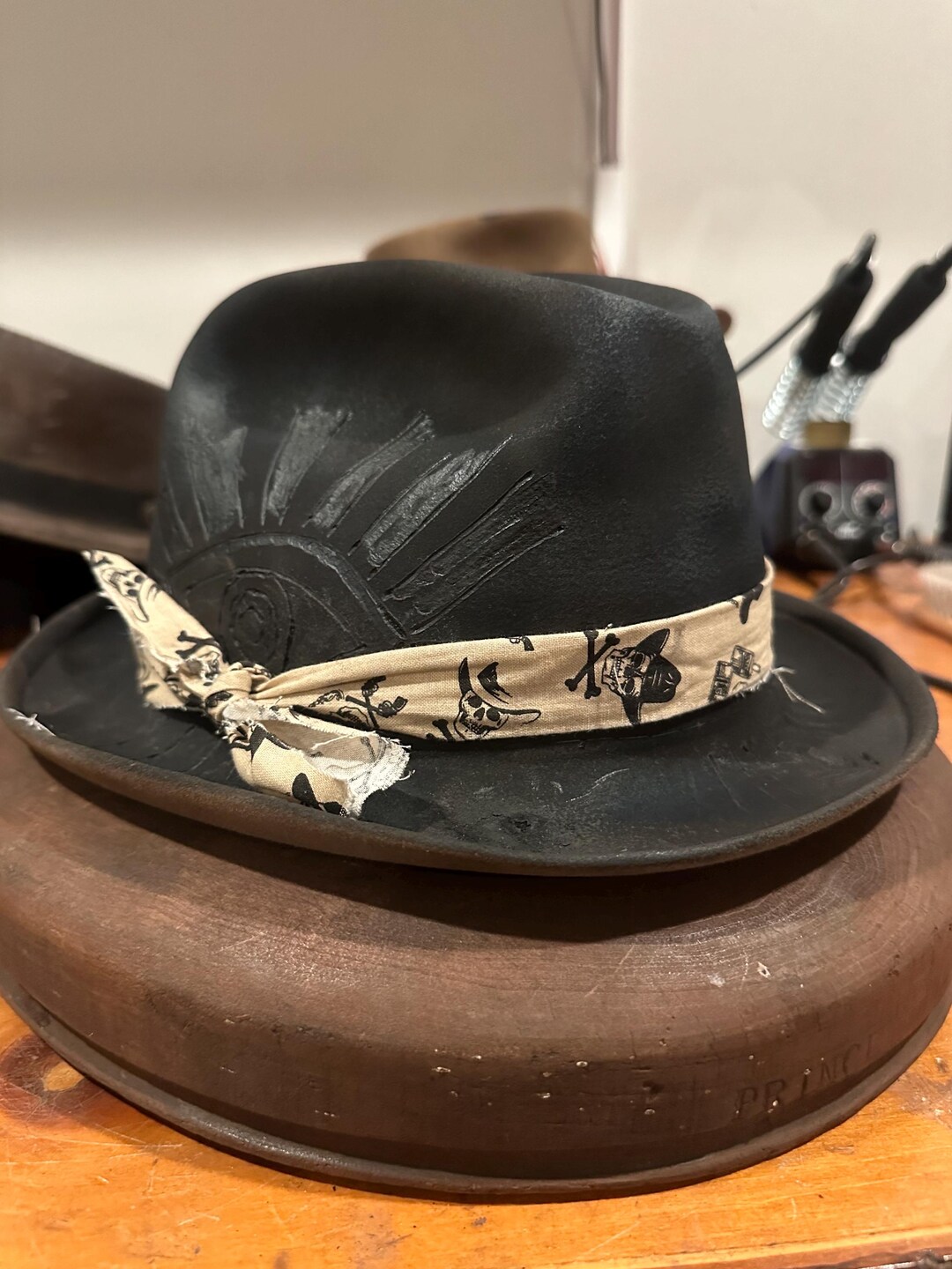 Custom Hand-etched Fedora With All - Seeing Eye Design Accent - Unique ...