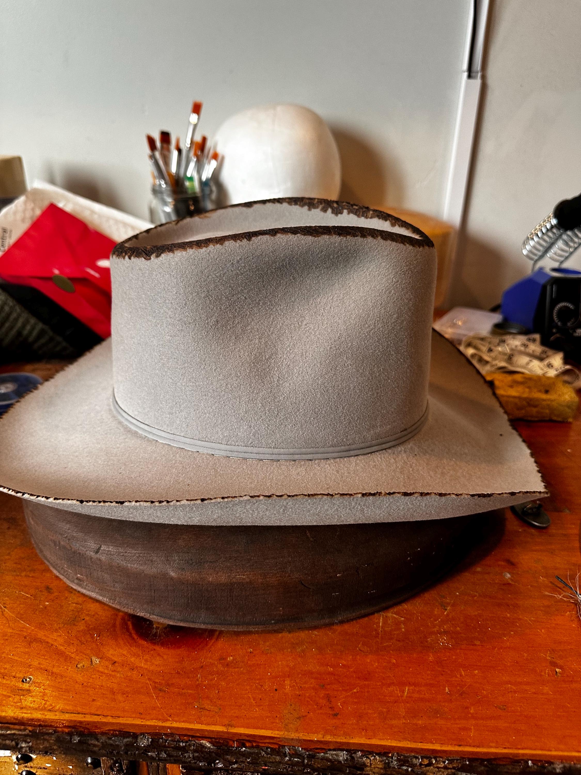 Vintage Stetson Pony Express Cowboy Hat Pure Wool, Gray, With Feather ...