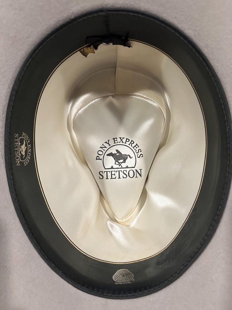 Vintage Stetson Pony Express Cowboy Hat Pure Wool, Gray, With Feather ...