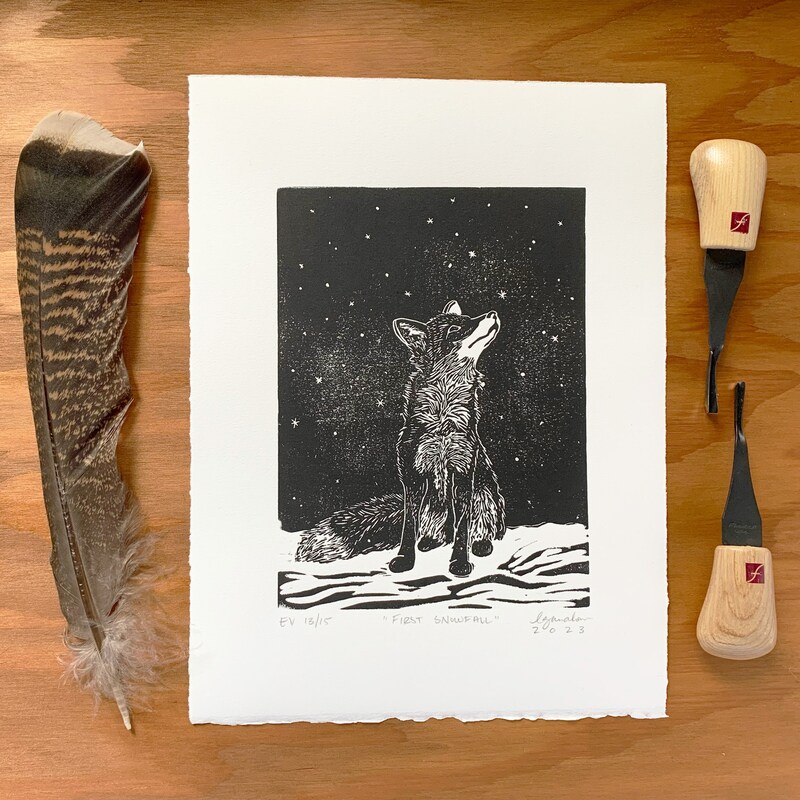 Linocut Landscape - Etsy