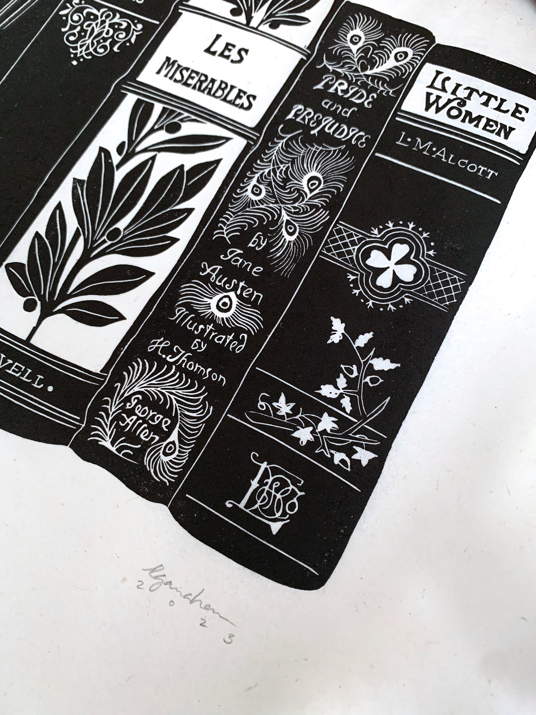 Volume 1 Original Art Linocut Relief Block Print of Classic Novel Book ...