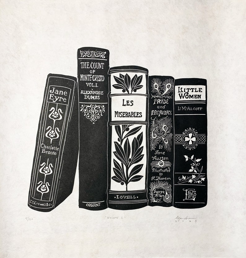 Volume 1 Original Art Linocut Relief Block Print of Classic Novel Book ...