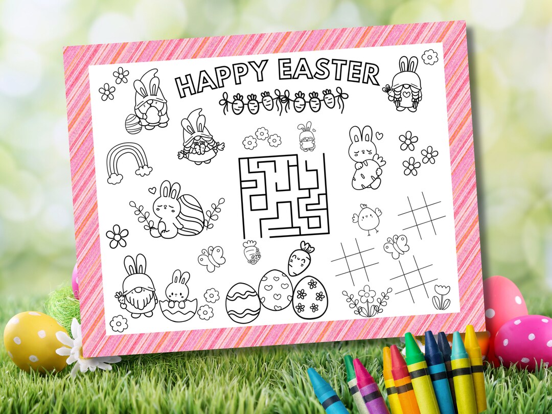 EASTER COLORING ACTIVITY Placemat L Easter Dinner Brunch Placemat for ...