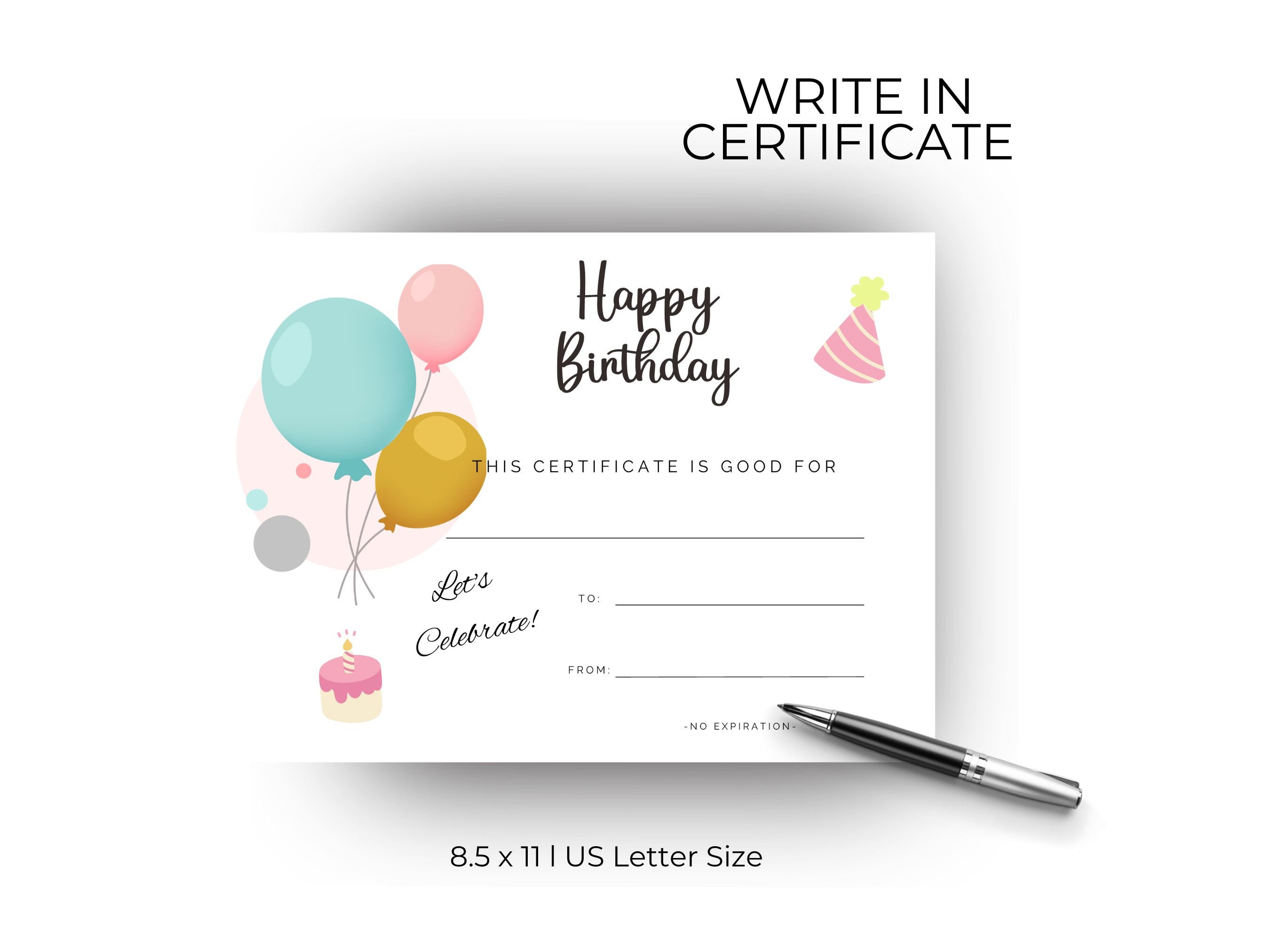 BIRTHDAY Gift Certificate I Birthday Gift Coupon I Gift Voucher for ...