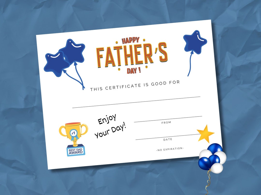 FATHER'S DAY Gift Certificate I Father's Day Coupon I Gift Voucher for ...