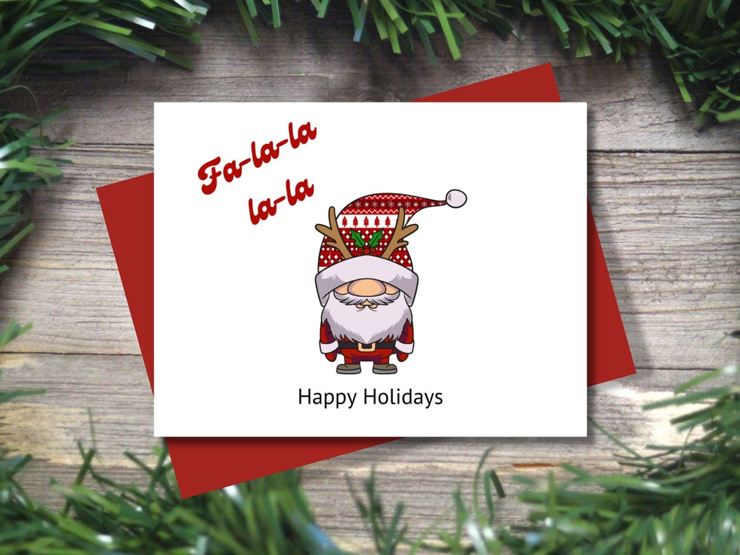 GNOME CHRISTMAS CARD Printable L Digital Holiday Card L Funny Gnome ...