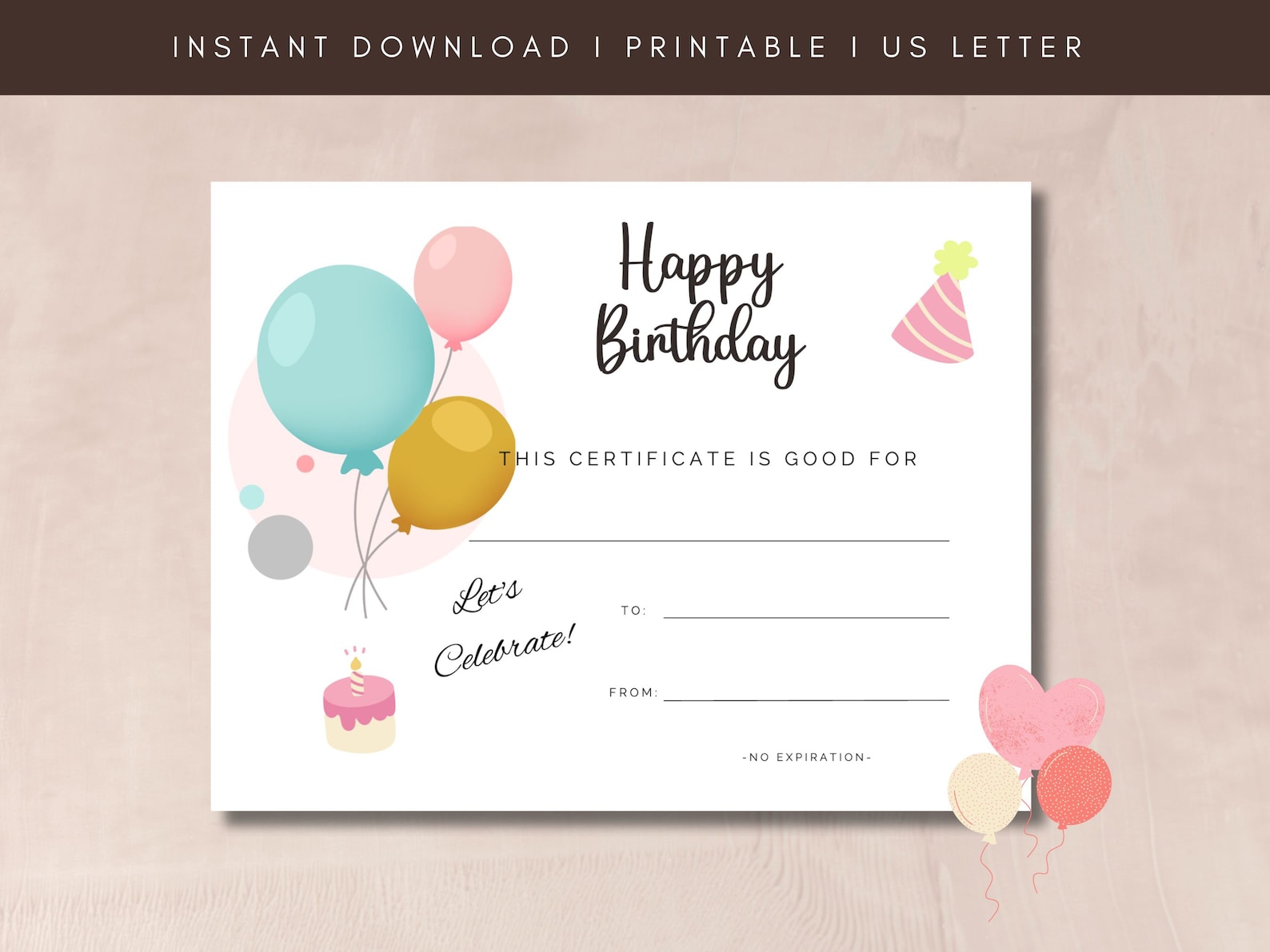 BIRTHDAY Gift Certificate I Birthday Gift Coupon I Gift Voucher for ...